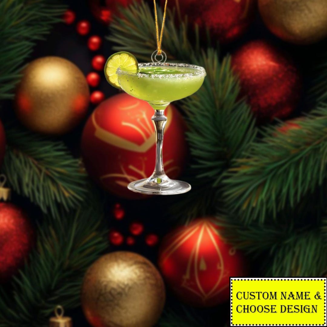 2 Sides Personalized Cocktail Margarita Christmas Ornament, Cocktail ...
