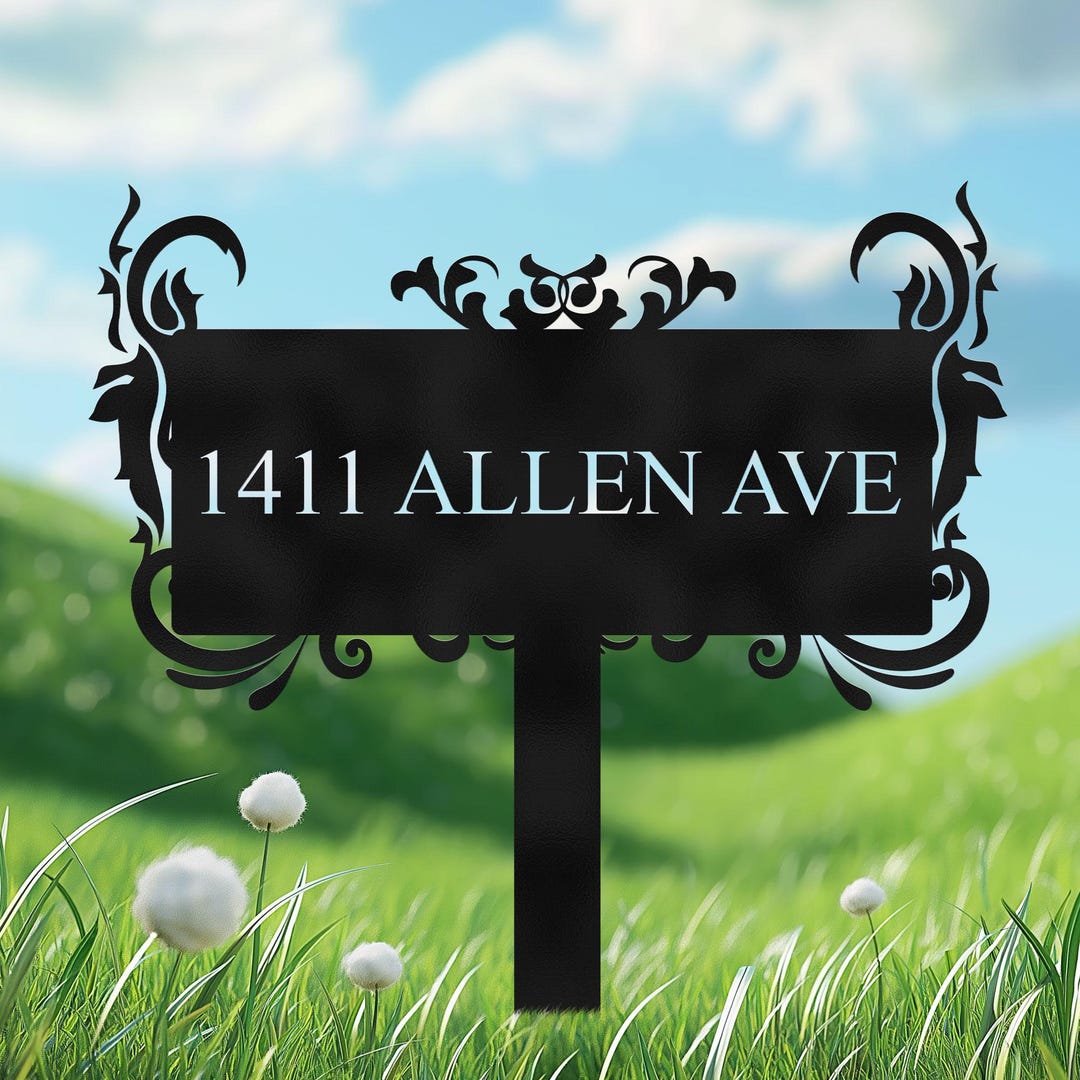 Personalized Metal Address Stake With Elegant Flourish Design, Custom ...