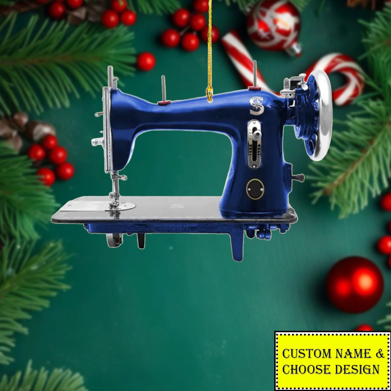 2 Sides Personalized Sewing Machine Christmas Ornament, Custom Name ...