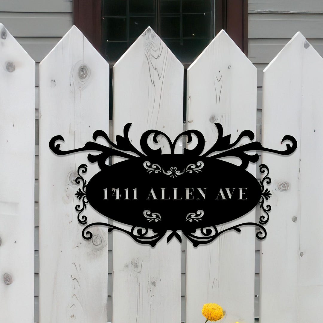 Personalized Ornamental Metal Address Sign, Custom House Number Plaque ...