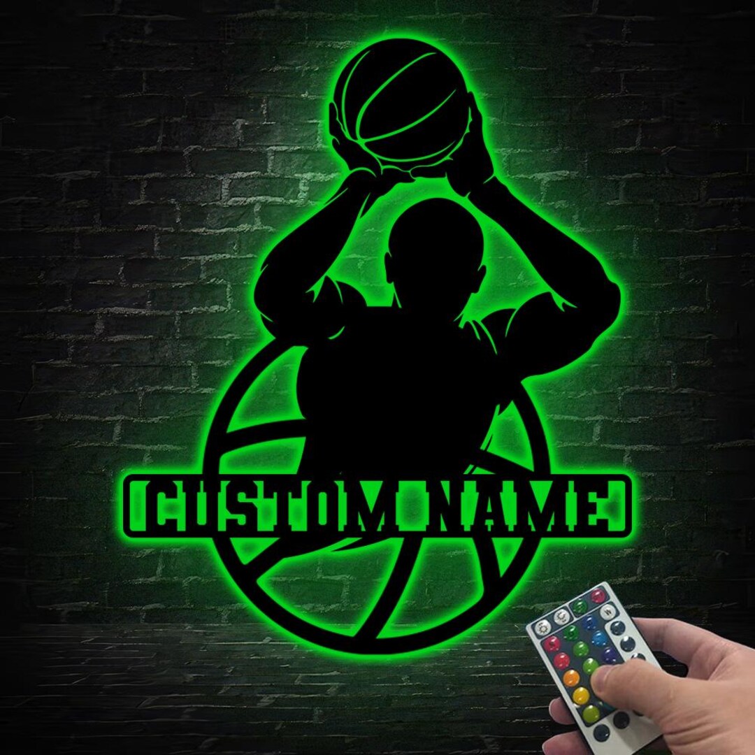 Custom Basketball Player LED Metal Sign, Personalized Basketball Name ...