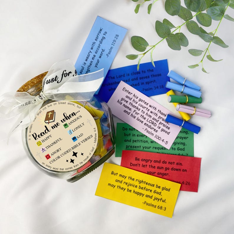 DIY Color Coded Bible Verses Jar for Emotions and Feelings, Christian ...
