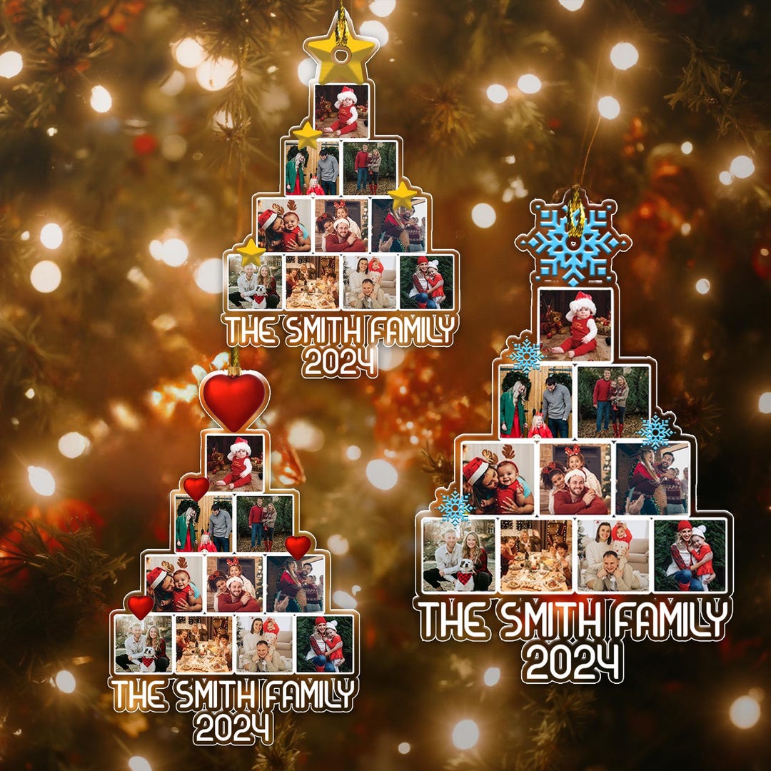 Photo Family Tree Christmas, Personalized Acrylic Photo Ornament, 1st ...