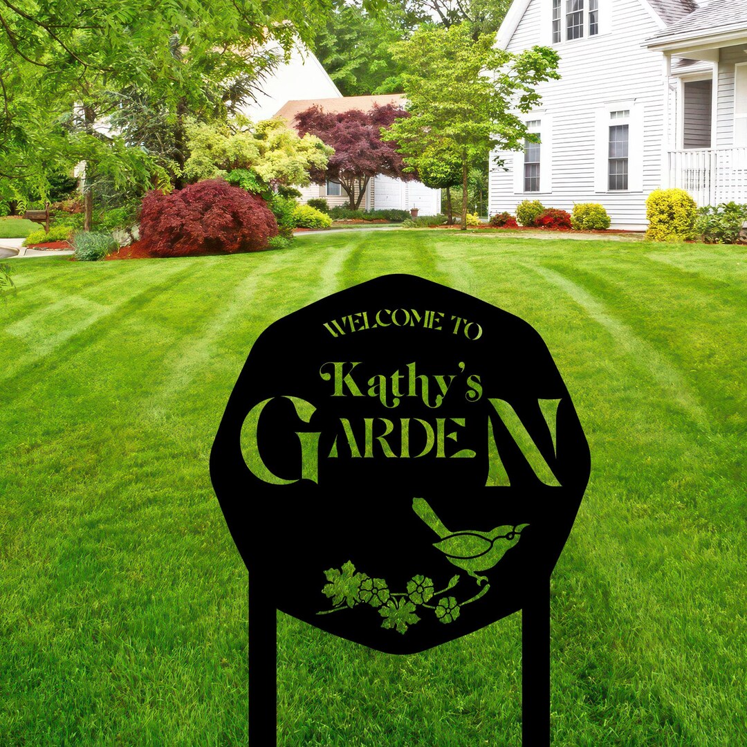 Personalized Garden Name Sign, Custom Metal Garden Stake, Welcome ...