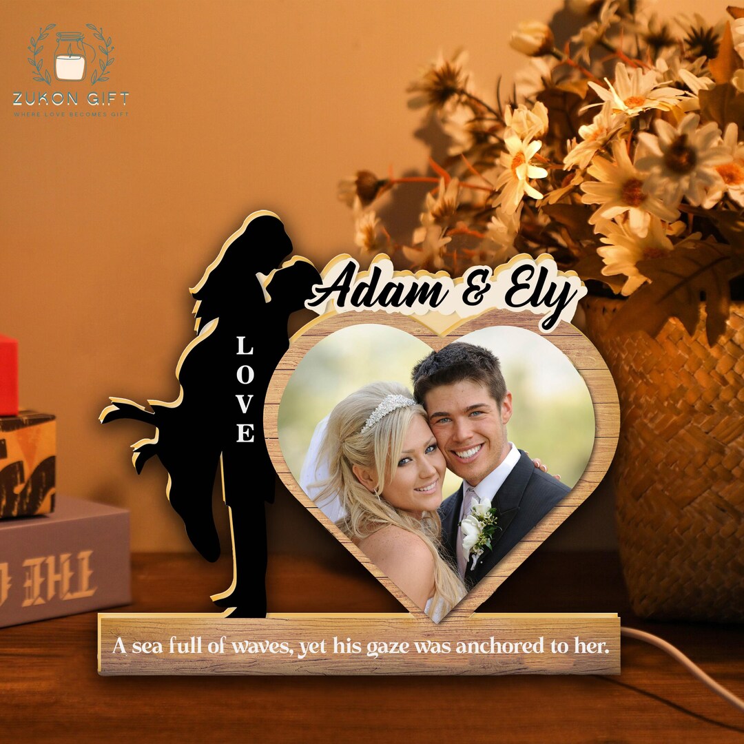 Personalized Couple LED Photo Frame, Custom Love Silhouette Night Light ...