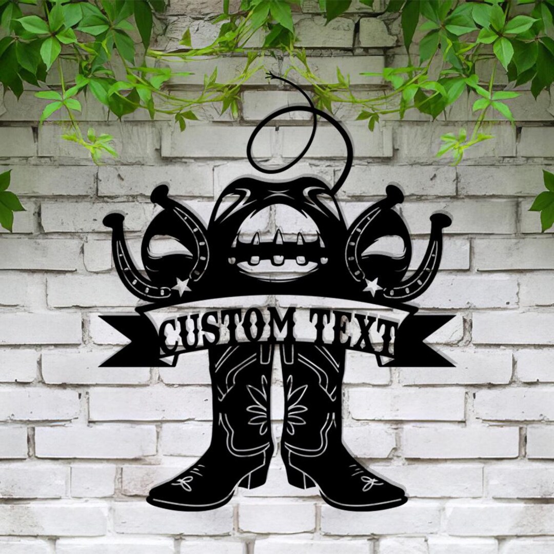 Personalized Cowboy Boots Metal Sign, Custom Western Wall Art ...