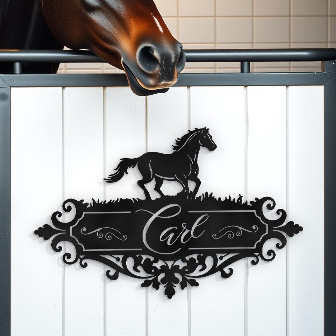 Personalized Horse Stall Name Sign, Custom Metal Horse Stable Plaque ...