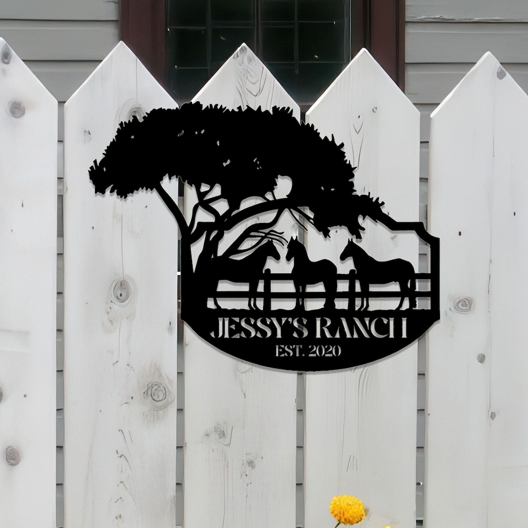 Personalized Horse Ranch Metal Sign, Custom Farm Name Wall Art ...