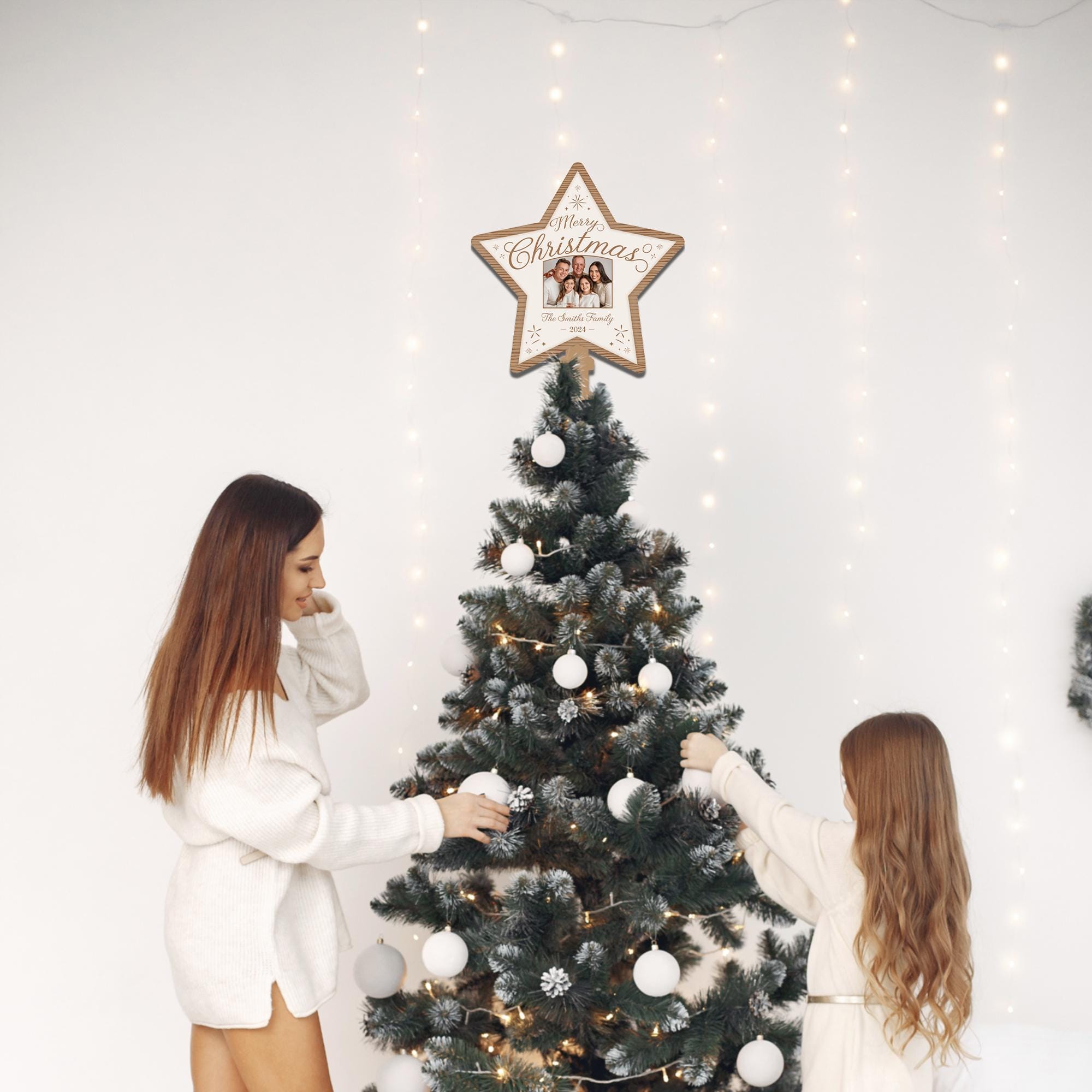 Personalized Family Tree Topper Star, Custom Photo Christmas Decoration ...