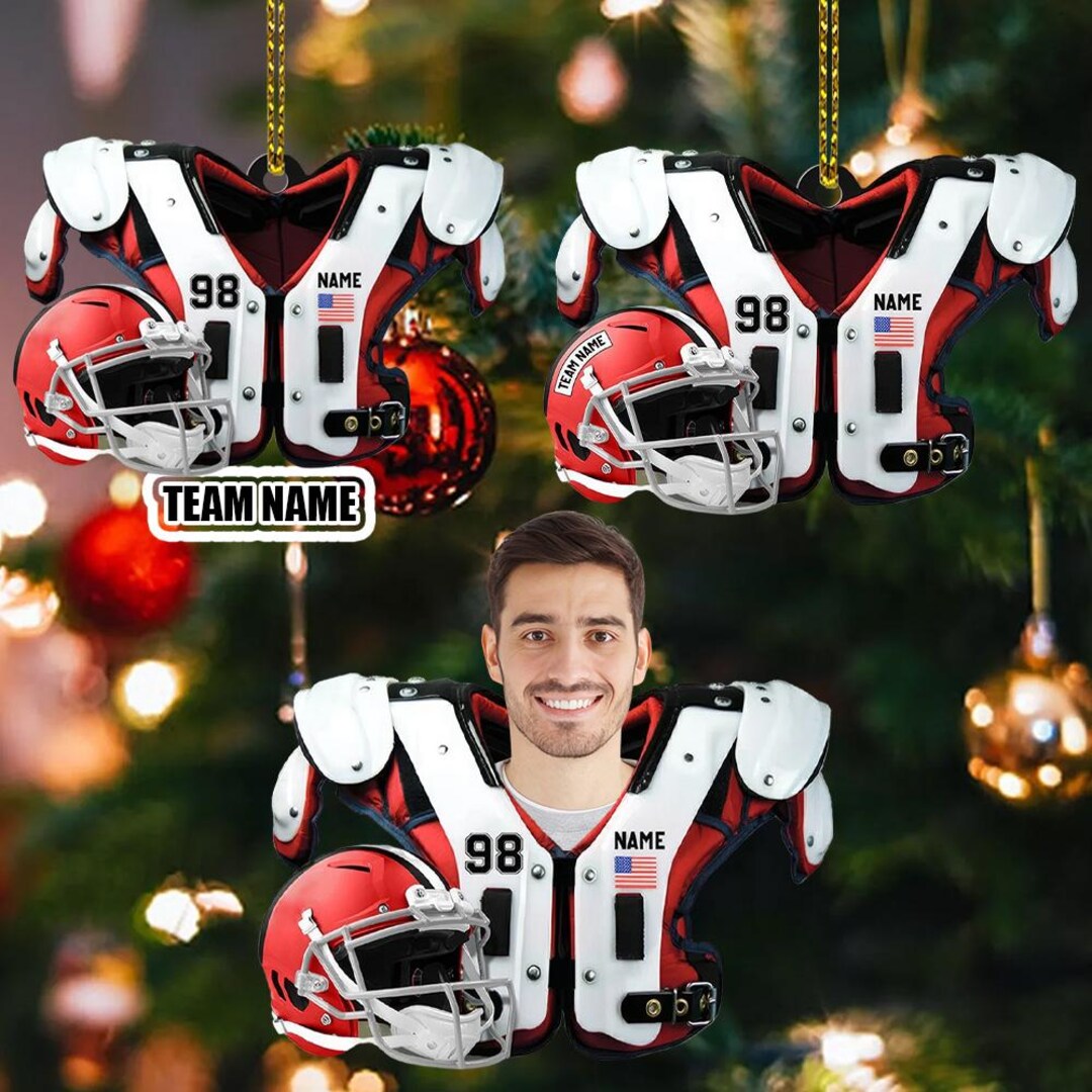 American Football Shoulder Pads Helmet Personalized Ornament Gift for ...