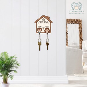 Personalized First Home Key Holder, Custom Couple Name Key Hook ...