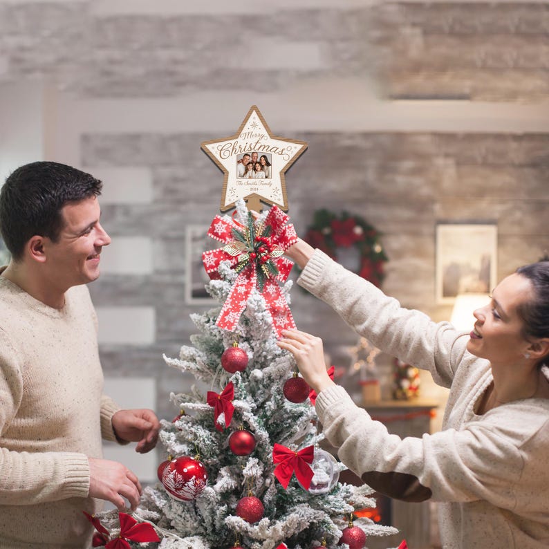 Personalized Family Tree Topper Star, Custom Photo Christmas Decoration ...