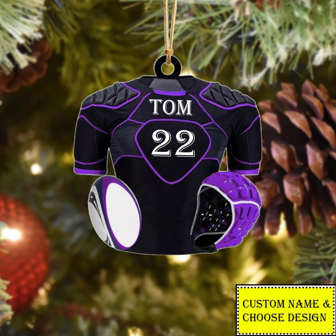 2 Sidespersonalized Rugby Uniform Player Acrylic/wooden Christmas ...