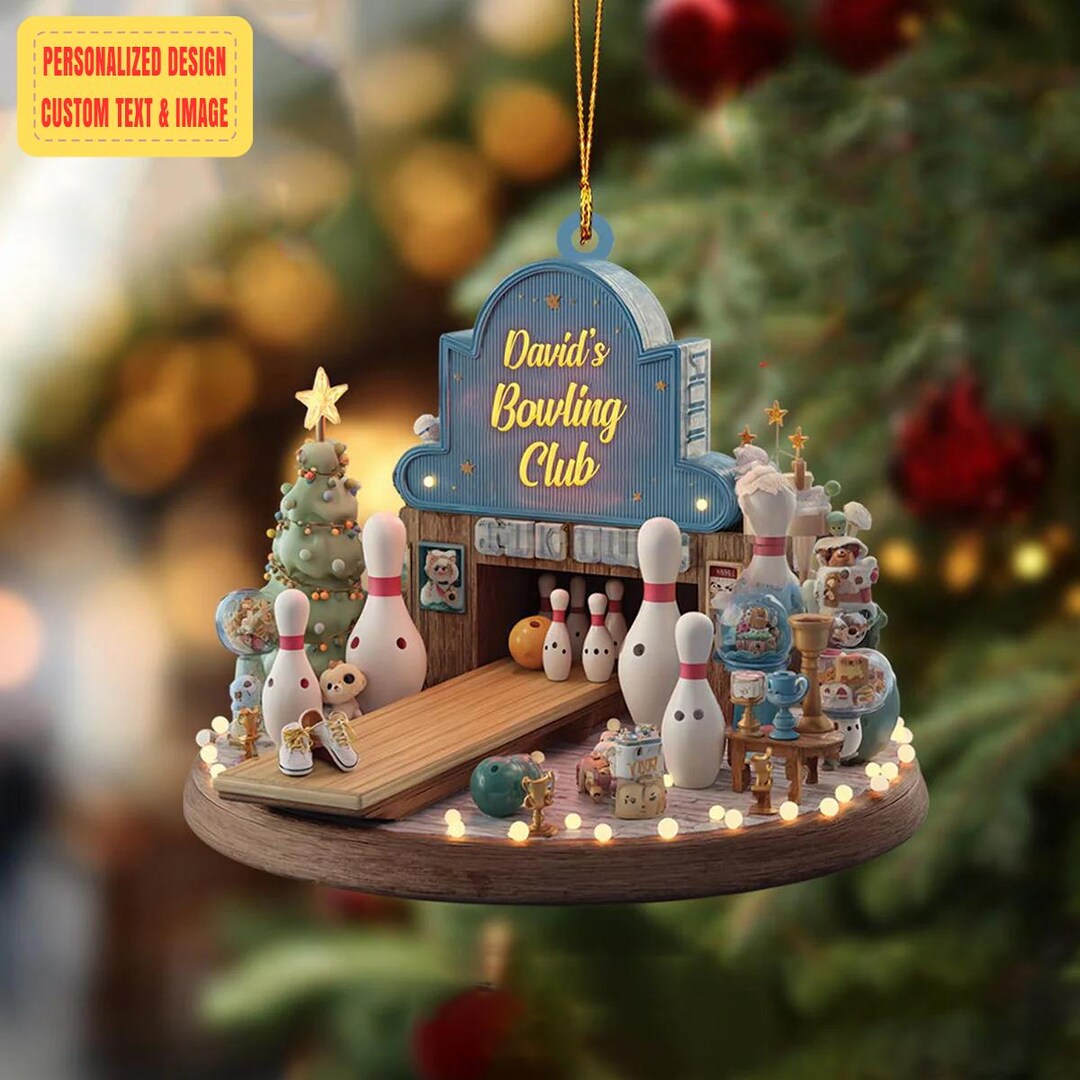 Personalized Bowling Ornament 2025, Custom Name Bowling Alley Christmas ...