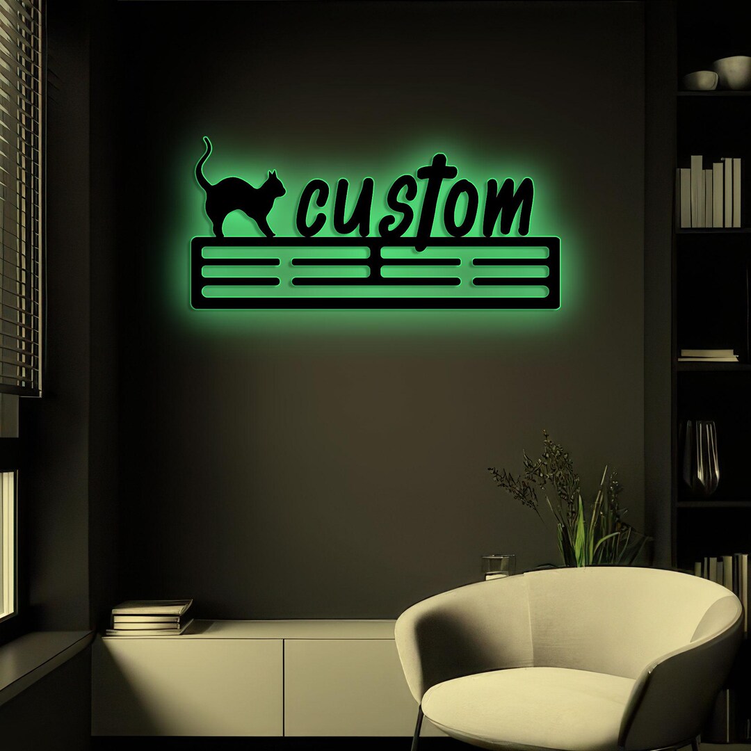Personalized Cat LED Medal Display With Remote, Custom Pet Awards ...