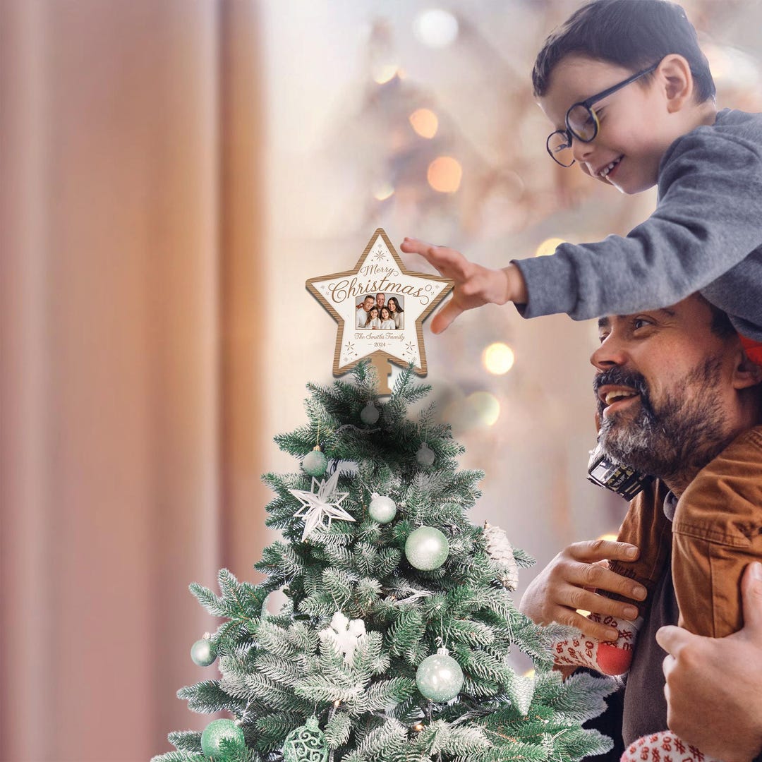 Personalized Family Tree Topper Star, Custom Photo Christmas Decoration ...