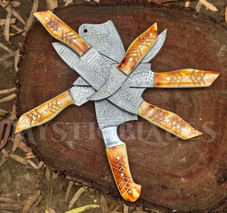 Hand Forged Damascus Chef Set, Handmade Kitchen Knife, Damascus Chef ...