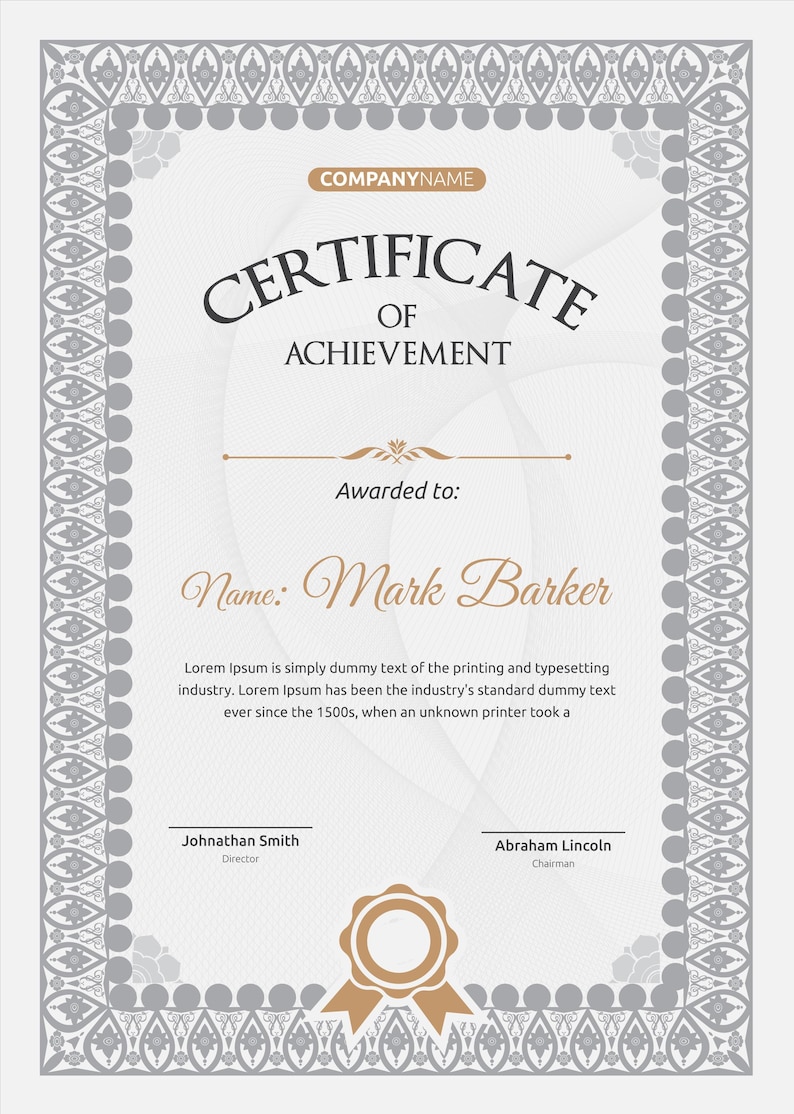 Certificate Template for Adobe Illustrator Perfect for Business Awards ...