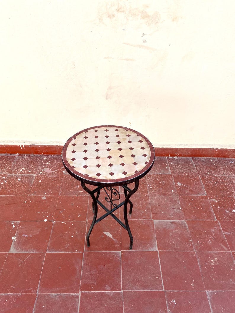 Round Mosaic Tile Bistro Table – Handcrafted Indoor/outdoor Café Table ...