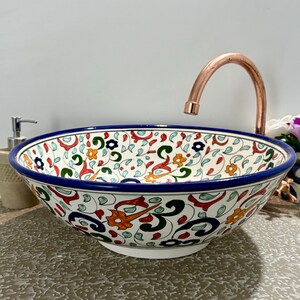 Vibrant Floral-themed Ceramic Wash Basin - Etsy