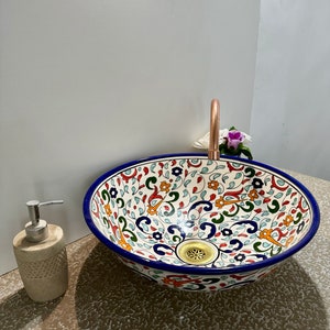 Vibrant Floral-themed Ceramic Wash Basin - Etsy