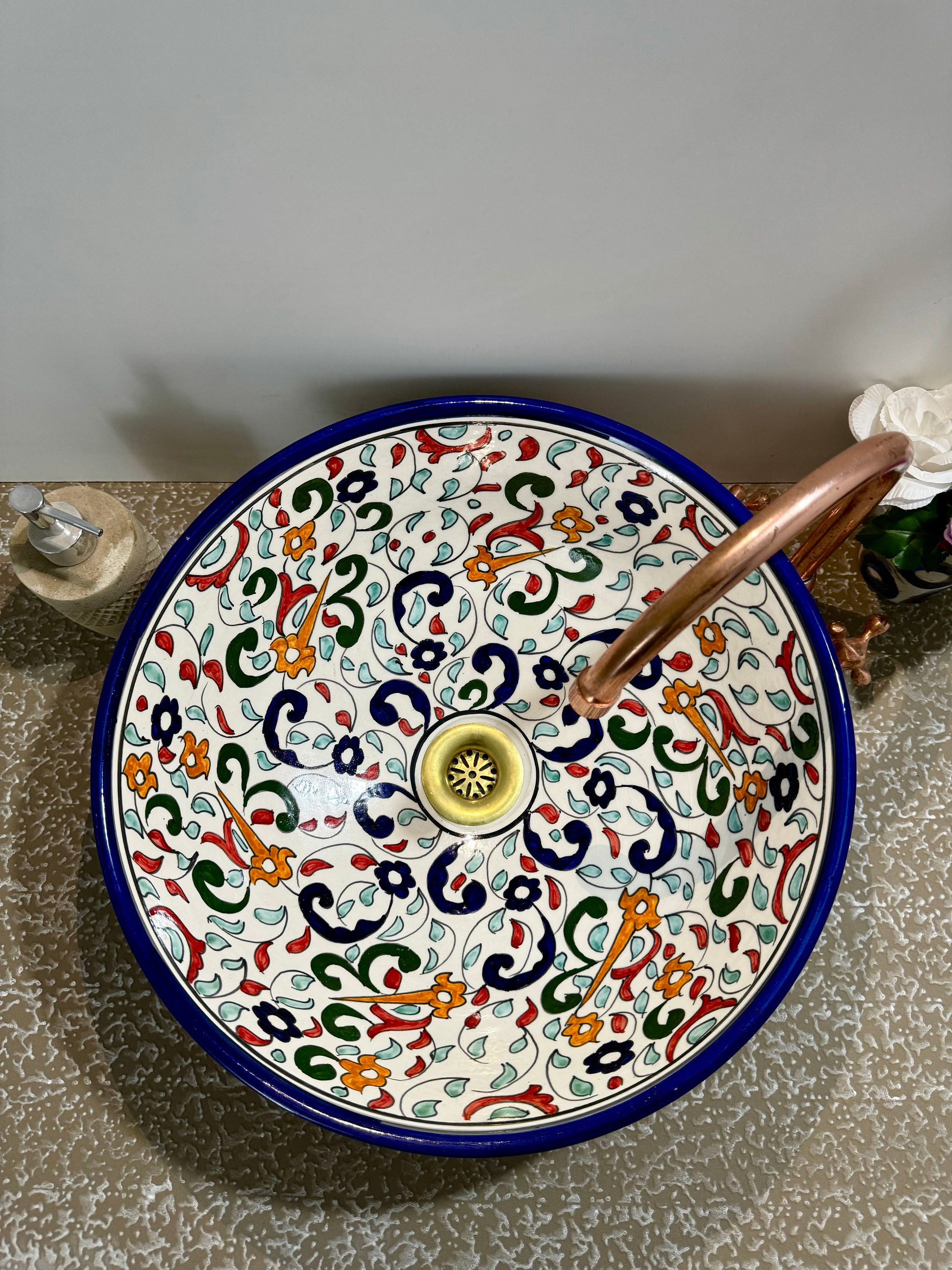 Vibrant Floral-themed Ceramic Wash Basin - Etsy
