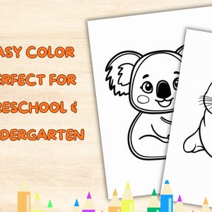 40 Cute Baby Animals Coloring Pages for Kids Easy Coloring Animals Set ...