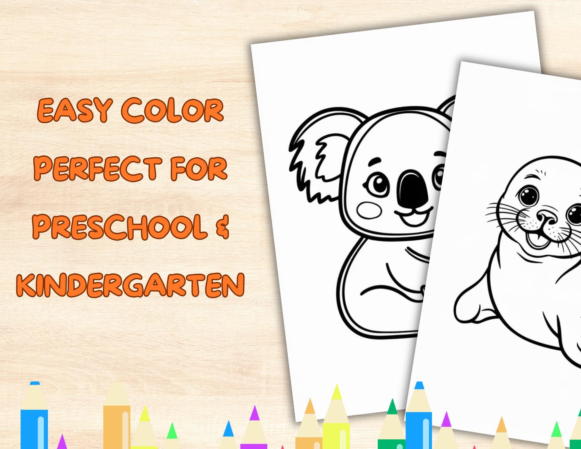 40 Cute Baby Animals Coloring Pages for Kids Easy Coloring Animals Set ...