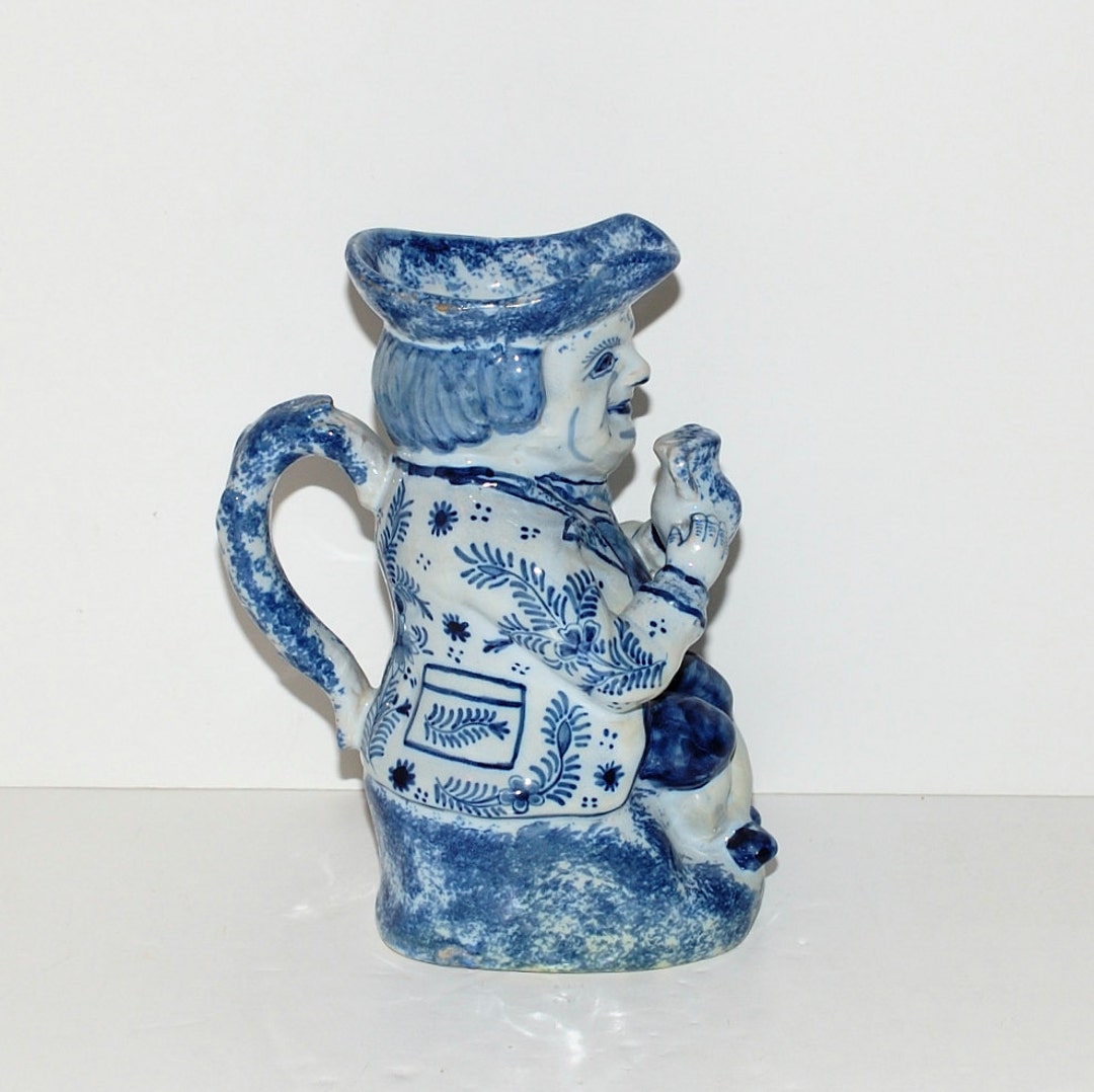 Antique Continental Dutch Delft Blue & White Faience Pottery Character ...