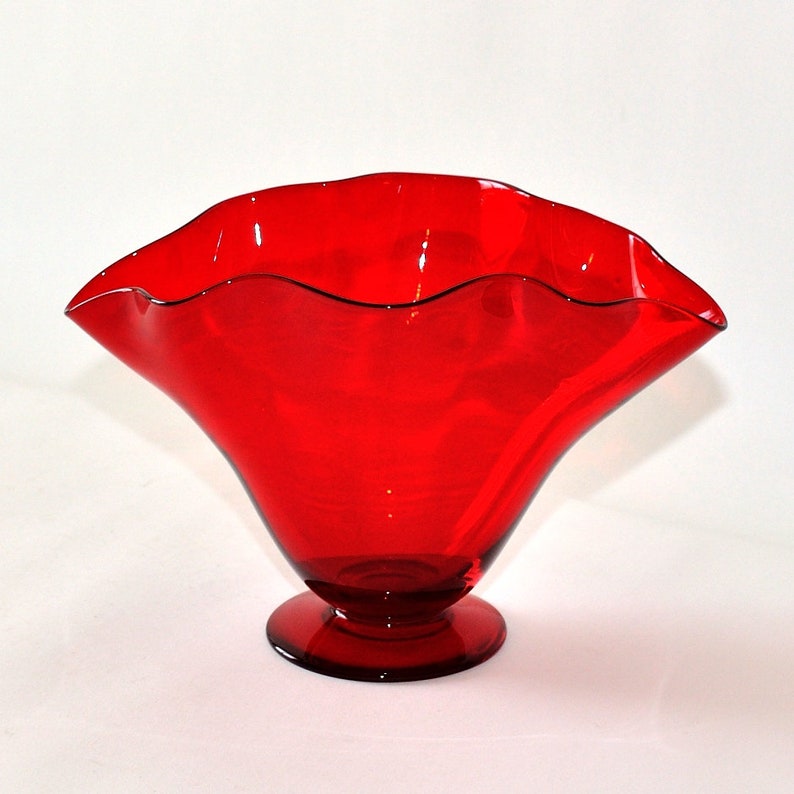 Vintage Art Deco Pairpoint Selenium Ruby Red Glass Grotesque Fan Vase ...