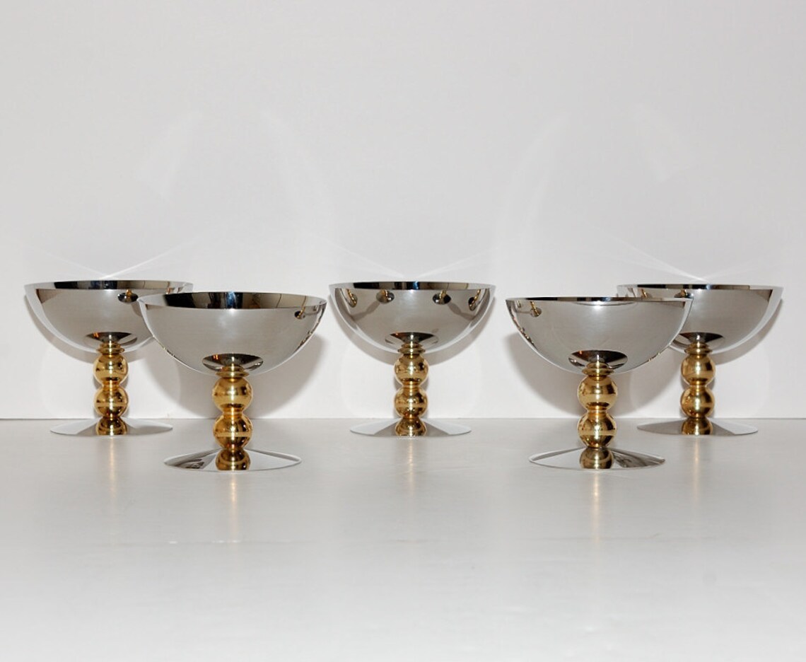 Rare Modernist Sambonet Italy Brass & Stainless Steel Cocktail ...
