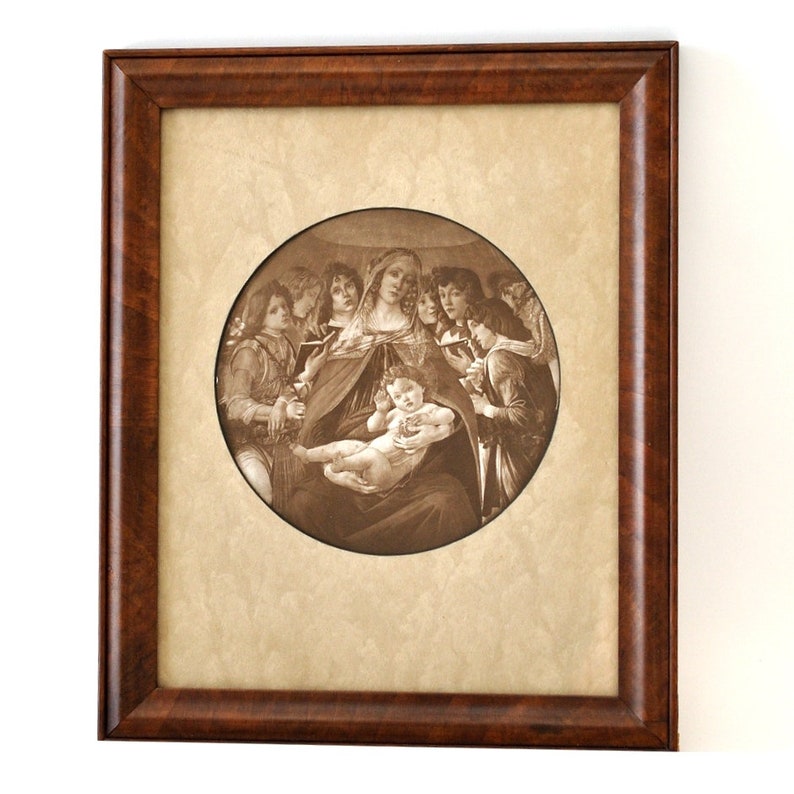 Vintage Framed Religious Lithograph of Madonna of the Pomegranate After ...