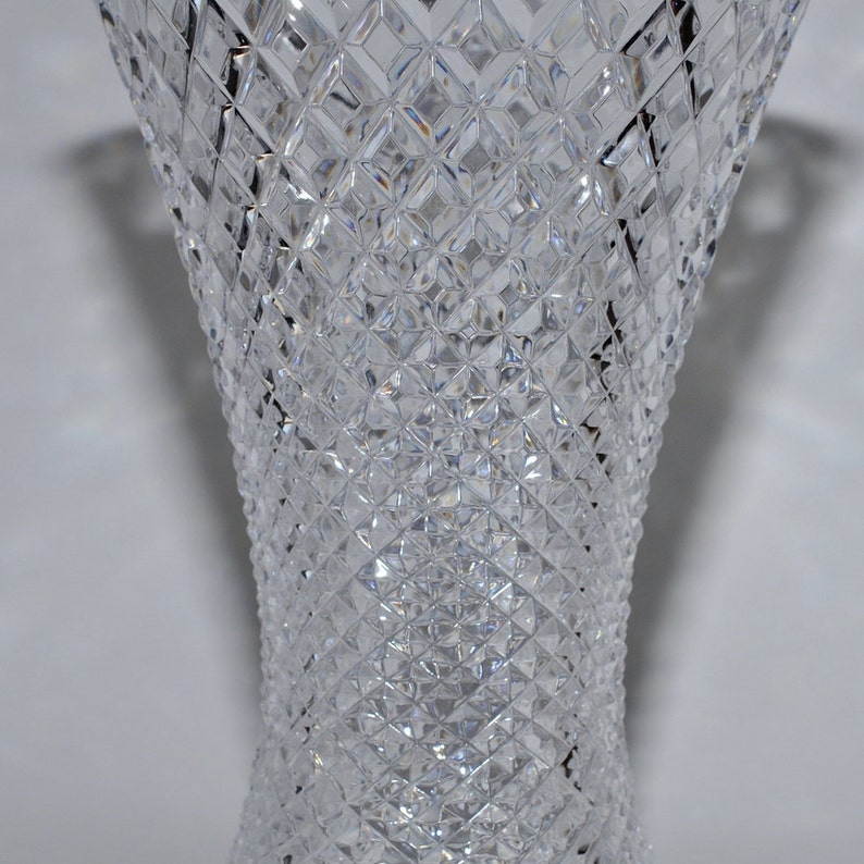 Vintage Diamond Point Crystal Vase | Etsy