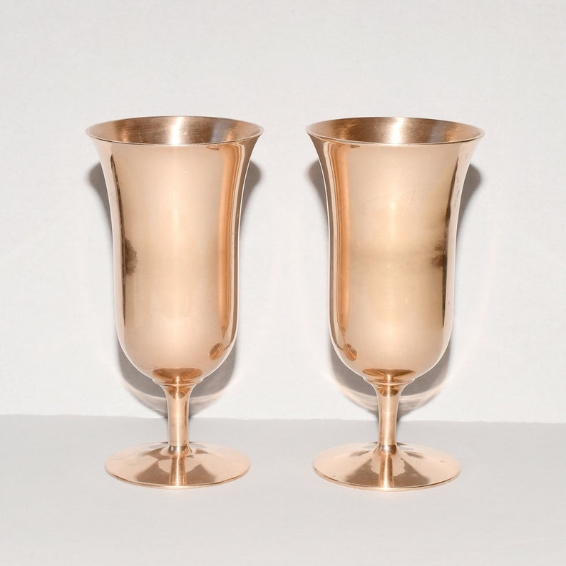 Vintage Solid Brass Wedding Goblets Pair - Etsy
