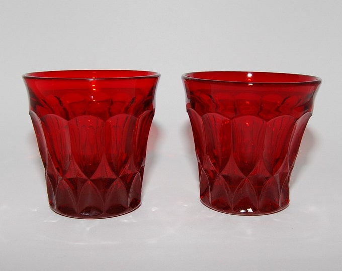 Vintage Ruby Red Glass Double Old Fashioned Glasses, Pair - Etsy