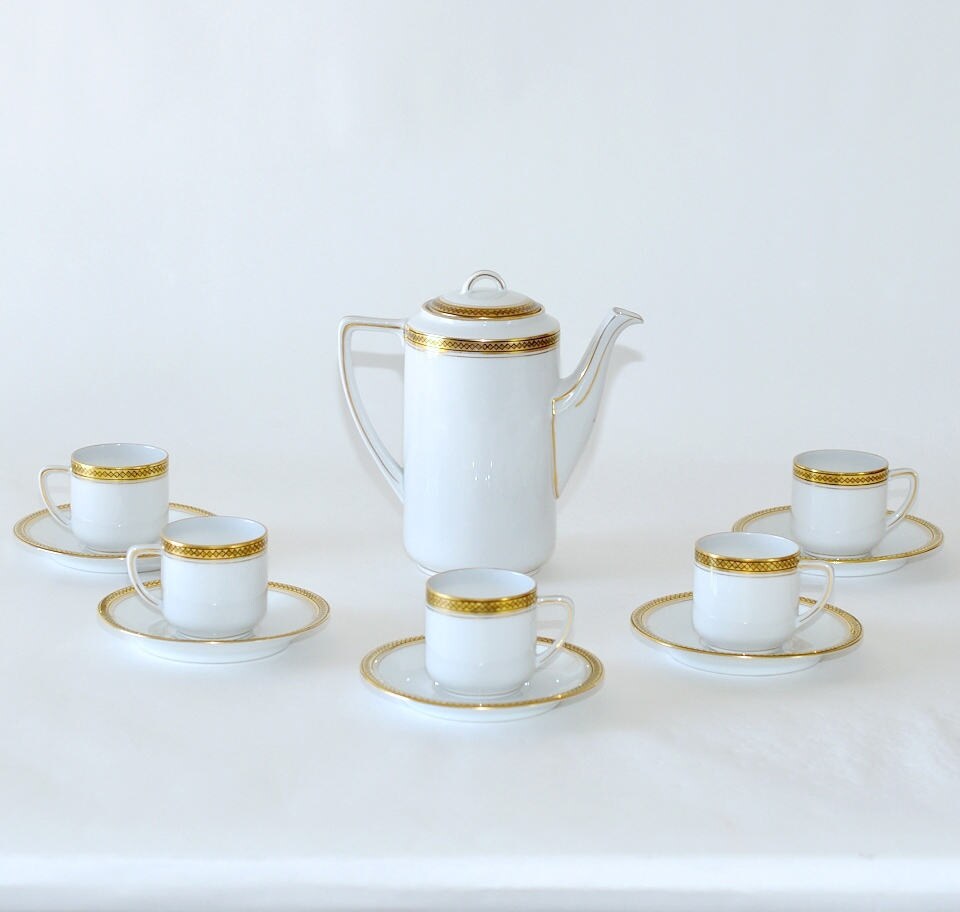 Art Deco Bohemian Epiag Czechoslovakia Fine China Espresso Coffee Set ...