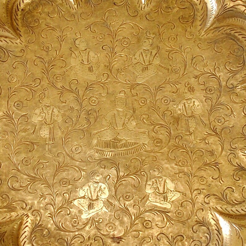 Vintage Indo Persian Intricately Hand Engraved Brass Tray - Etsy