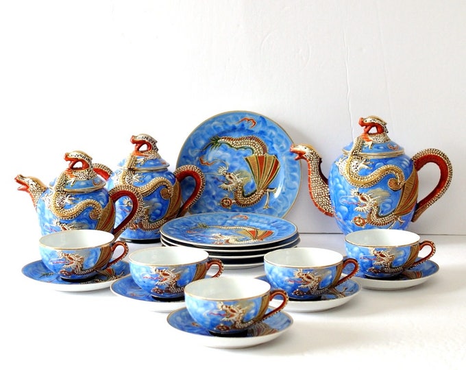 Vintage Japanese Nagoya Dragonware Geisha Lithophane Tea Set - Etsy