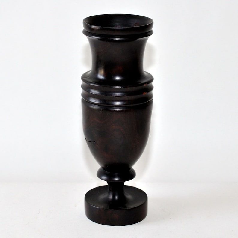 Antique English Treen Treenware Woodenware Lignum Vitae Wood Spill Vase ...