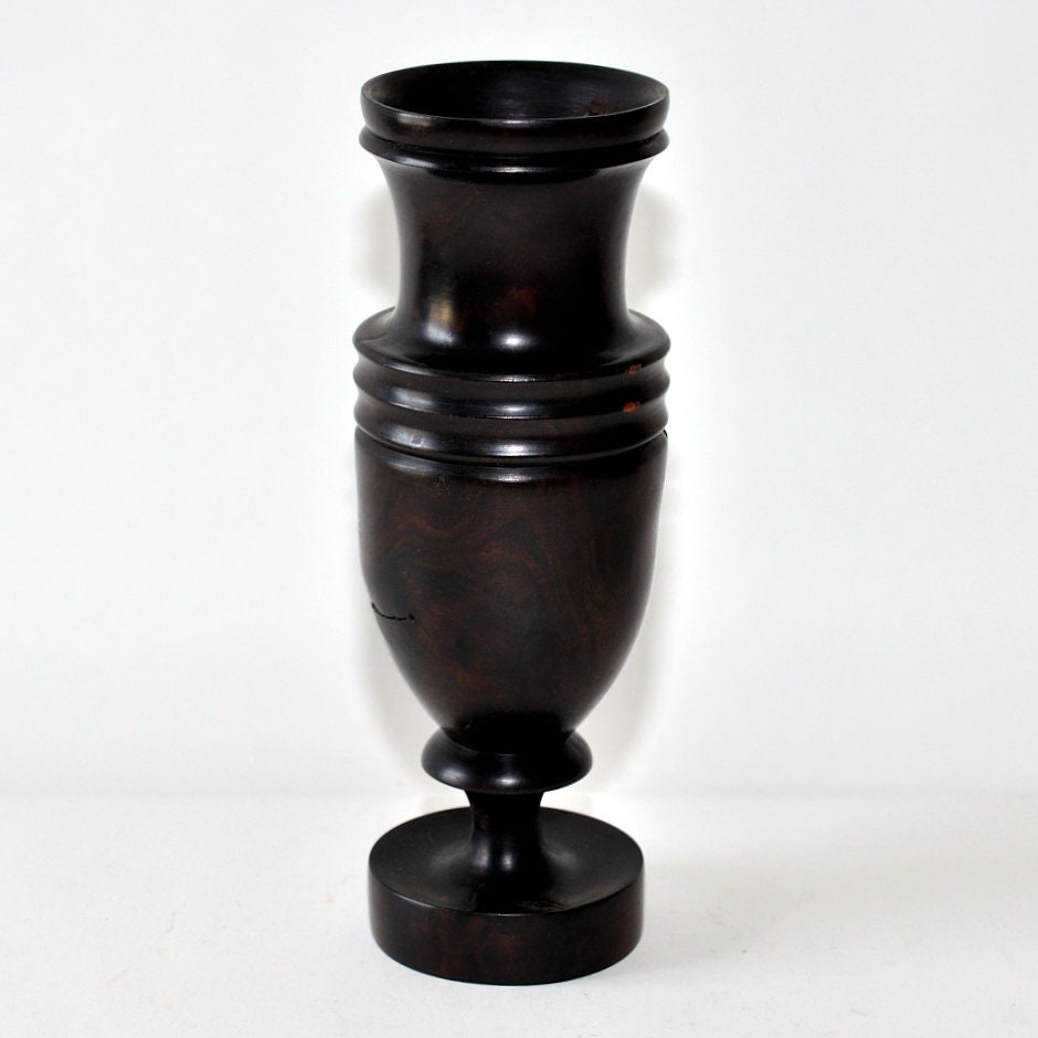 Antique English Treen Treenware Woodenware Lignum Vitae Wood Spill Vase ...