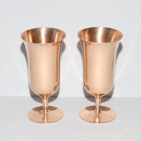 Vintage Solid Brass Wedding Goblets Pair | Etsy