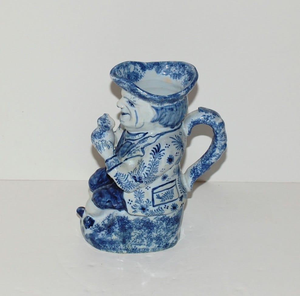 Antique Continental Dutch Delft Blue & White Faience Pottery Character ...
