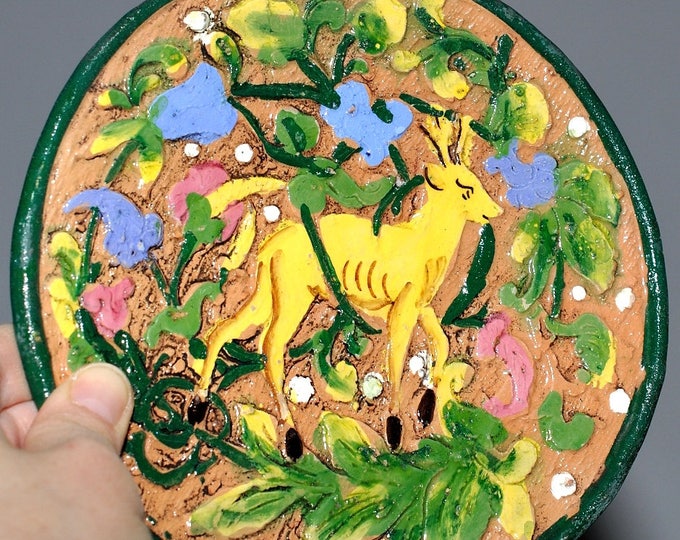 Vintage Italy Sgraffito Carved Terracotta Redware Pottery Plate With ...