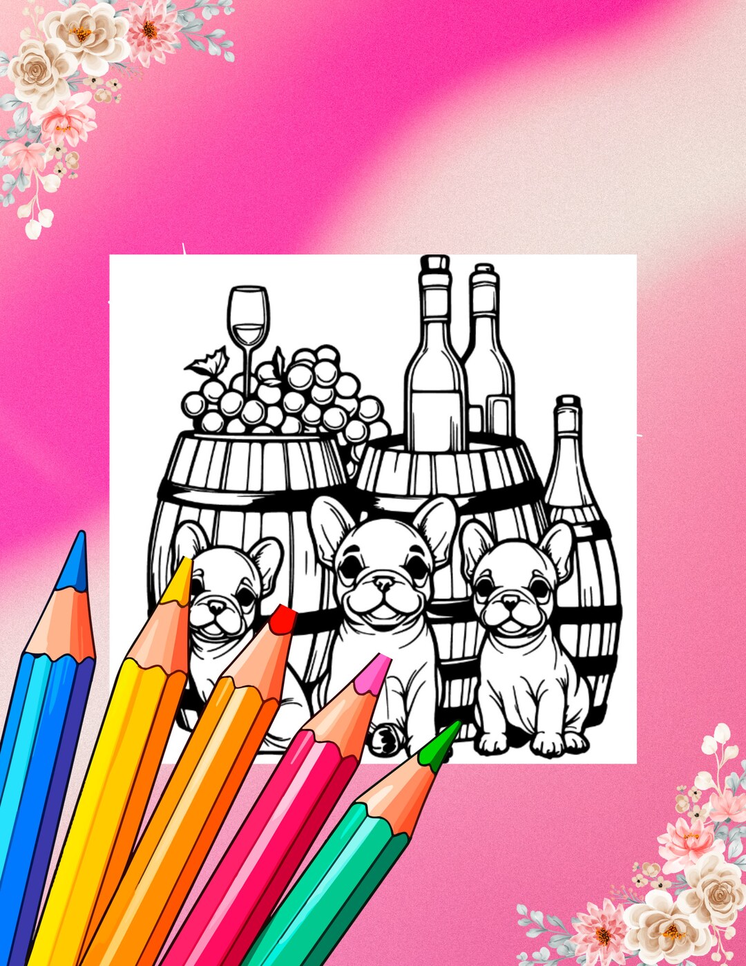 Frenchie Coloring Page. - Etsy