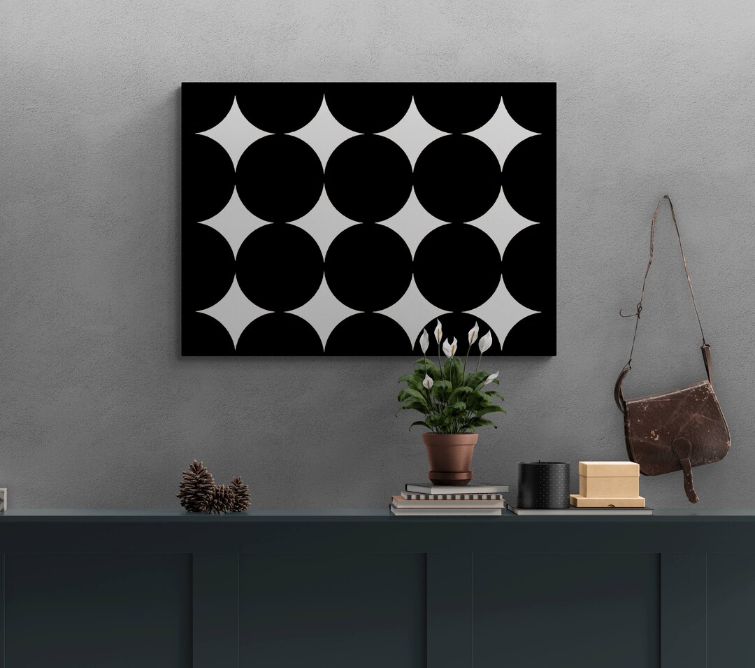 Large Simple Minimalist Wall Art Painting in Black and White Canvas ...