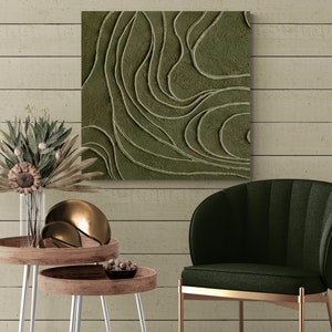 Abstract Wall Art - String Art Shapes Painting in Moss Green With ...