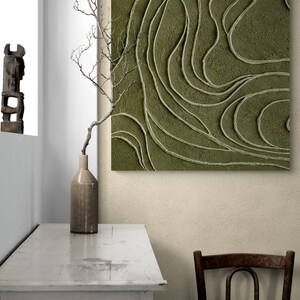 Abstract Wall Art - String Art Shapes Painting in Moss Green With ...