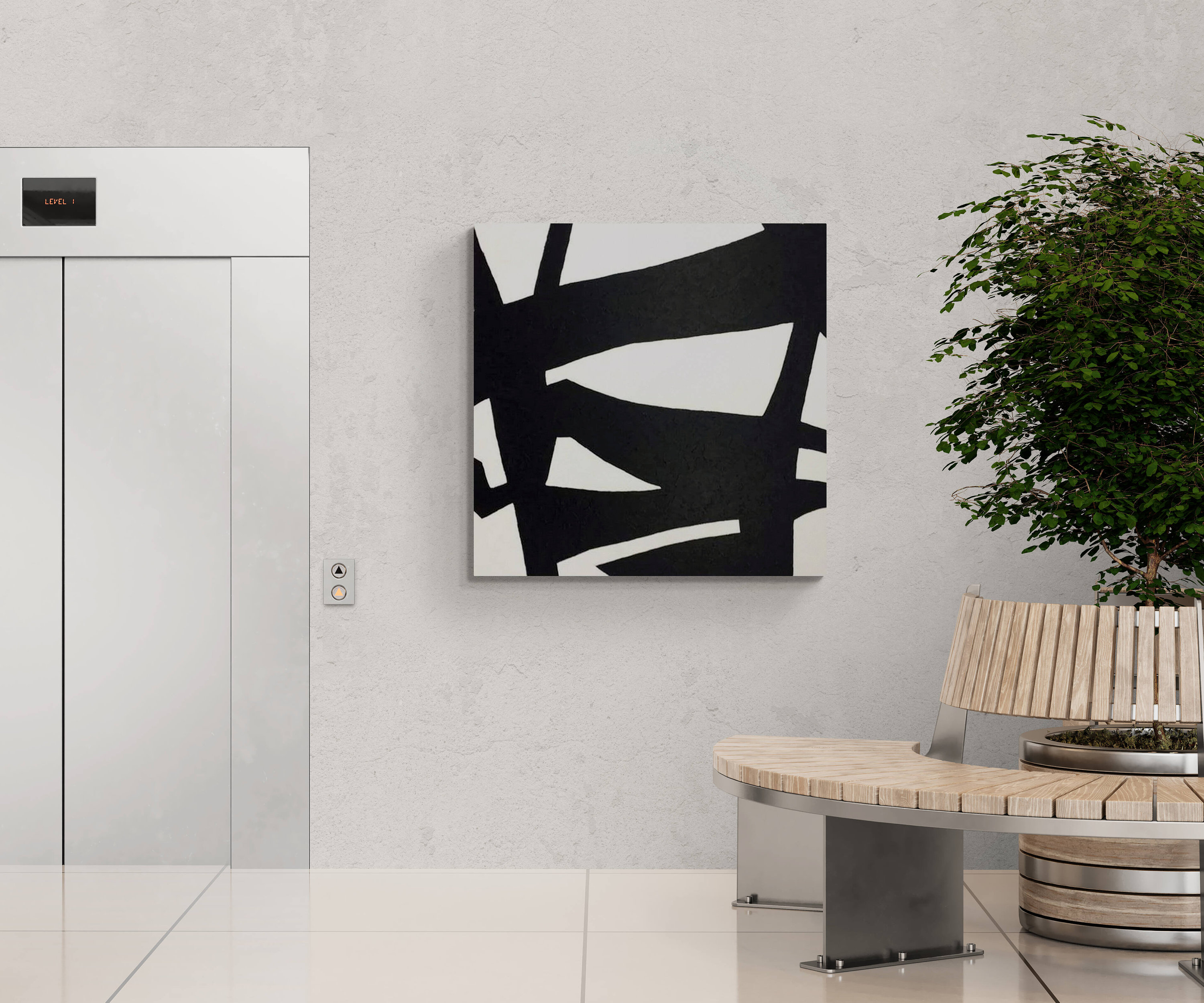Black and White Linear Abstract Art Painting Modern Minimalist Home ...