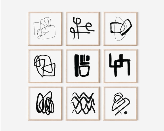 Square Art Print Abstract Black Lines - Etsy