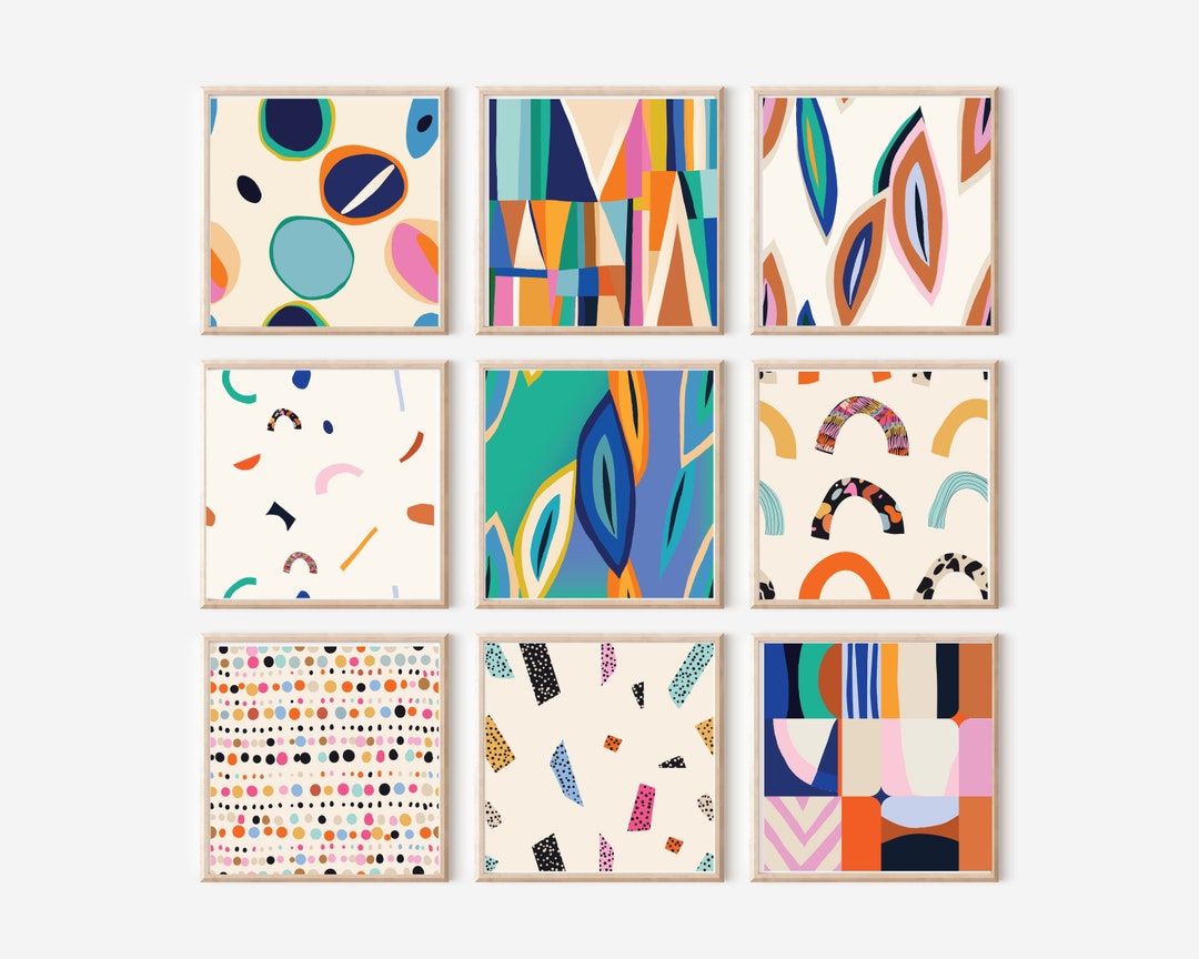 Printable Art Square Set of 9 Colorful - Etsy